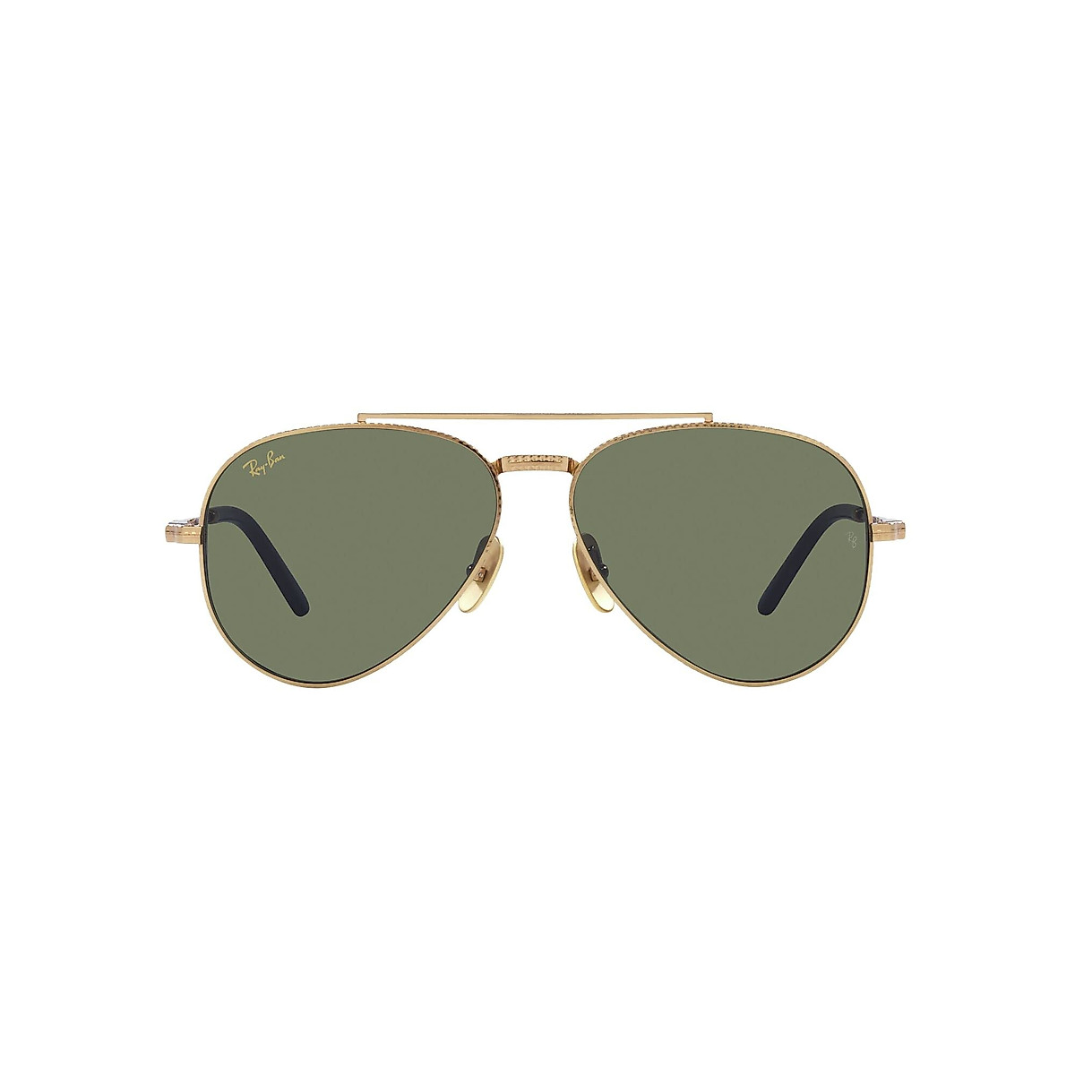Ray-Ban RB8225 Aviator Titanium Sunglasses, Gold/Green, 62 mm
