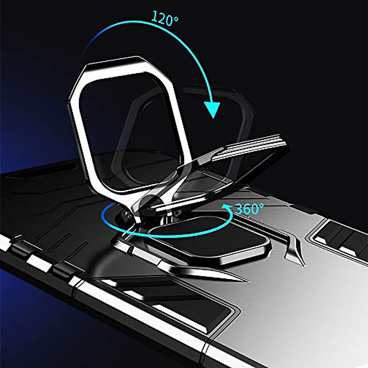 FaDream for Xiaomi Redmi 9 Case, Rugged Shockproof Dual Layer Heavy Duty Protective Kickstand Cover with [2 Pack] Tempered Glass Screen Protector (Black)