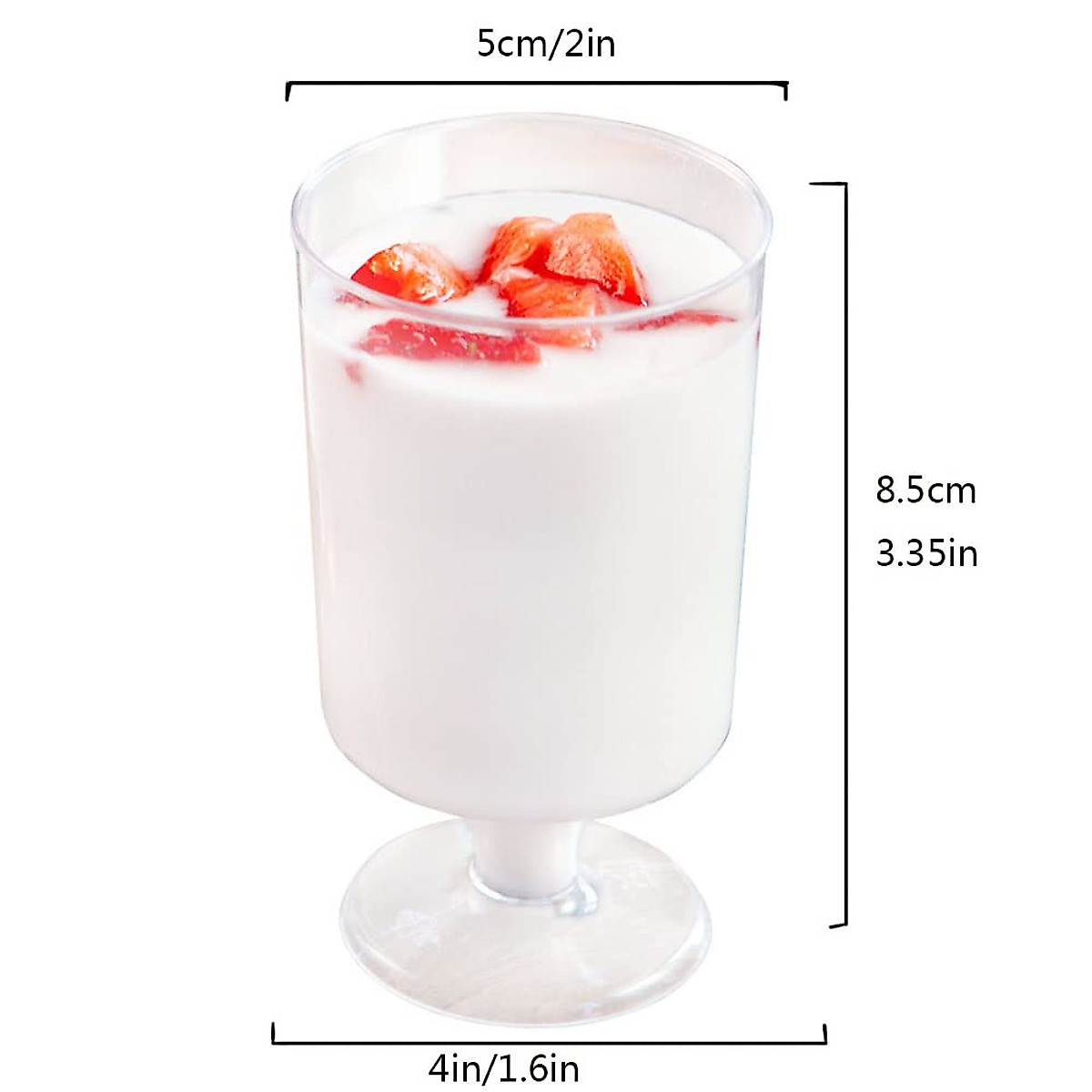 Qixivcom 100ml Tall Mousse Cup 3oz Mini Dessert Cup Round Clear Plastic Parfait Bowl Appetizer Cup, Party Dessert Cold Drink Cup, Clear Wine Glass Afternoon Tea Snack Cup, Party Cup (50 Pack)