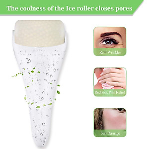 Fronnor Ice Roller for Face,Eyes,Women Gifts Idea,Therapeutic Cooling to Tighten Brighten Complexion and Reduce Wrinkles,Massager Under Eye Puffiness,Migraine and Pain Relidf (White)