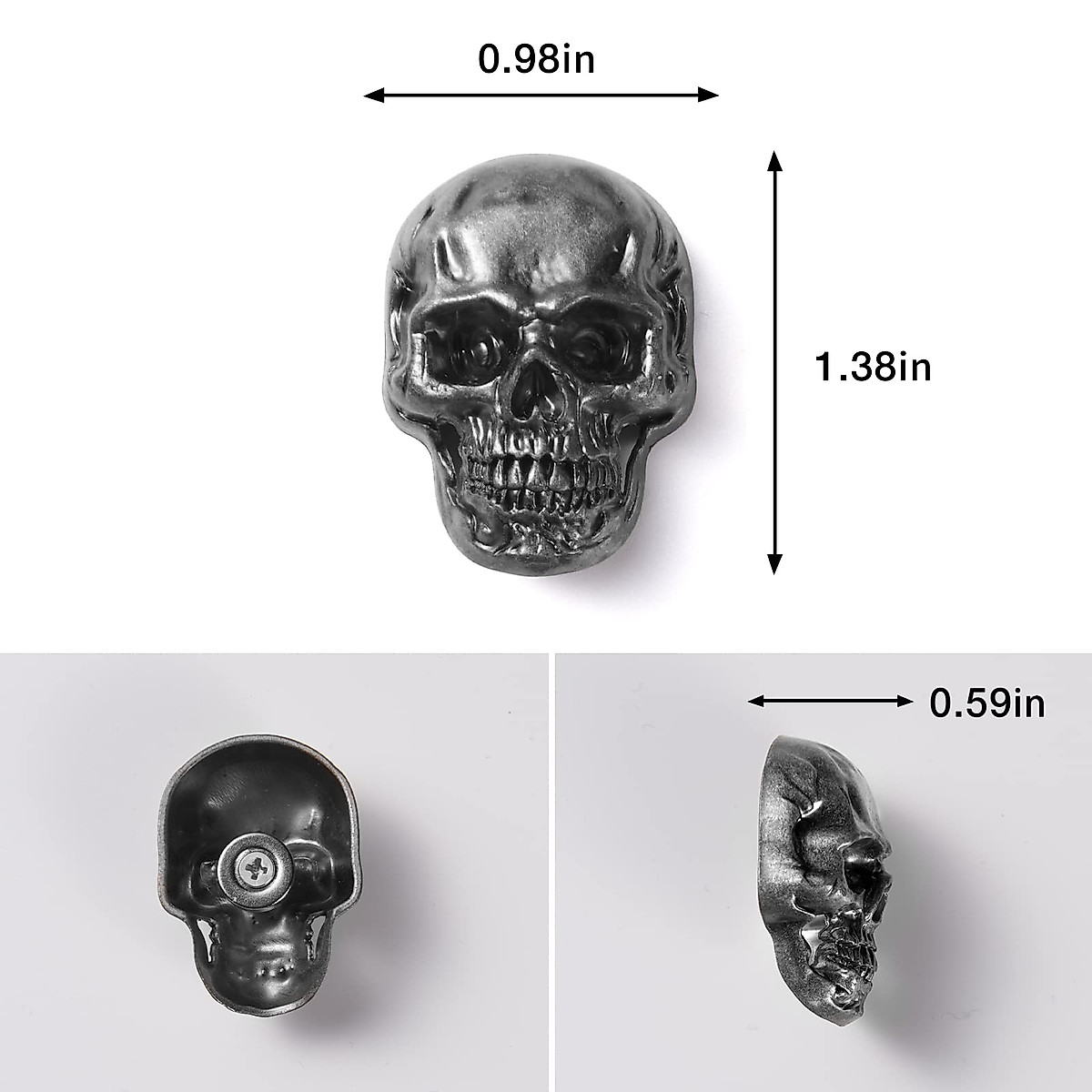 6 Pcs Skull Refrigerator Magnets,Cool,Strong,Cute,Funny Goth Fridge Magnets for Adults, for Kitchen Decor,Office Whiteboards, and Lockers, Pins for Maps, Calendars, Files, Notes, and Photos (Black)