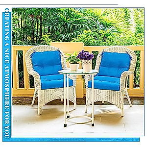 Geetery Set of 4 Patio Chair Cushions for Indoor Outdoor Furniture Tufted High Back Seat Pads Waterproof Comfort Replacement Seating Cushions with Ties for Lawn Yard Porch Inside Outside (Blue)