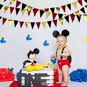 30 Ft Red Black and Gold Party Decorations Hanging Paper Triangle Banner Bunting Flag Pennant Garland for Graduation Birthday Bachelorette Engagement Wedding Bridal Shower Anniversary Casino Party