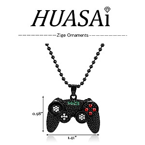 HUASAI Game Controller Necklaces Promise Pendant Necklace Bff Friendship Necklace for Her Game Console Couples Necklace(Black)