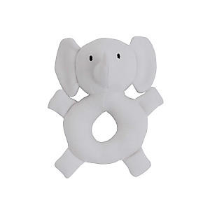 NoJo Grey and White Elephant 4-Piece Take Me Home Gift Set with Baby Blanket, Knotted Beanie, Elephant Rattle and Wearable Blanket