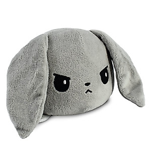 TeeTurtle - The Original Reversible Bunny Plushie - White + Gray - Cute Sensory Fidget Stuffed Animals That Show Your Mood