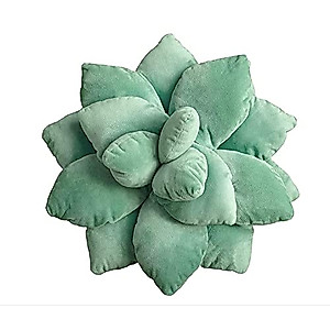 17.7in 3D Succulent Pillow, Green Plush Cactus Succulent Pillow, Green Succulent Throw Pillow for Bedroom or Living Room Home Decoration, Novelty Cactus Pillow