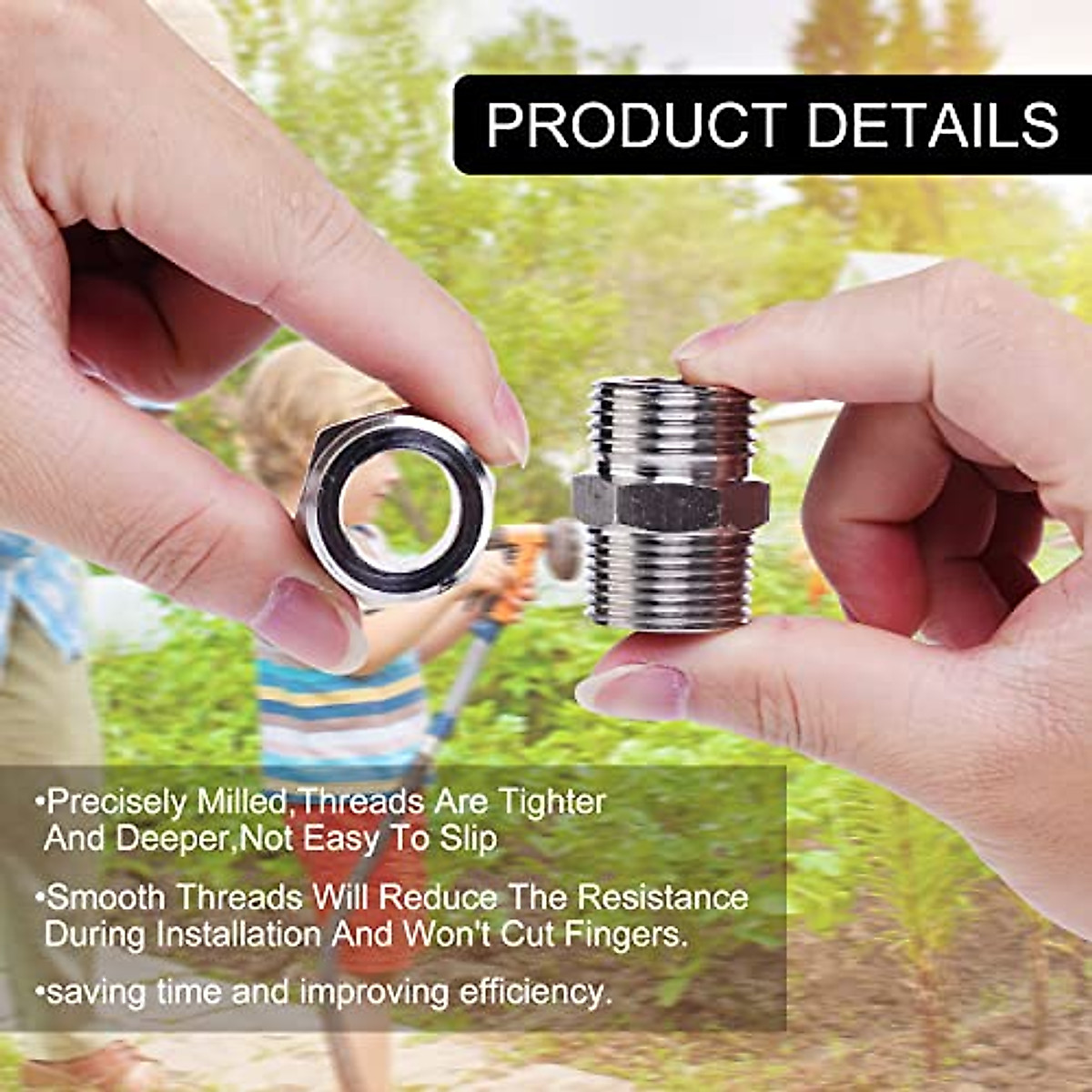 Stainless Steel Garden Hose Adapter Convert to x 3/4" Male NPT SUS304 Hose Connector Garden Hose Fitting-2Pack