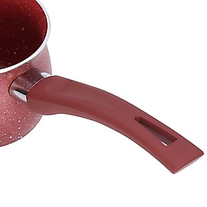 Yosoo Non Stick Milk Pan, 8cm Stay Cool Handle Aluminum Alloy Cooking Pot with Non Drip Double Pouring Lip for Coffee Butter Chocolate(Coffee)