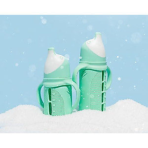 Tabor Place - Set of 2 Sampler pack - Glass Sippy Cup for Toddlers - 1 Large 8oz & 1 Mini 5 oz cup in Mint Green