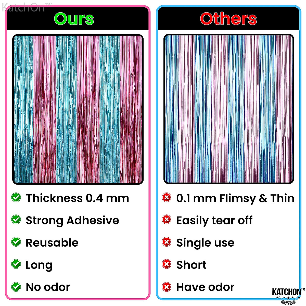 KatchOn, XtraLarge Pink and Blue Streamers - 8x3.2 Feet, Pack of 2 Gender Reveal Decorations | Baby Gender Reveal Backdrop Boy or Girl | Pink and Blue Backdrop for Pink and Blue Party Decorations