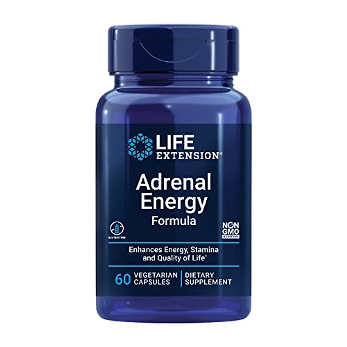 Life Extension Adrenal Energy Formula - Stress Management Supplements with Ashwagandha, Cordyceps, Holy Basil & Bacopa for Homeostasis Support – Gluten-Free, Non-GMO, Vegetarian – 60 Capsules
