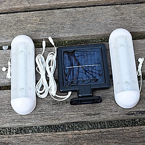 VLUOO Solar Powered Shed Light Rechargeable Split Solar Shed Lights with On Off Switch Indoor Solar Lights for Sheds Inside Solar Powered Lights for Garden, Greenhouse, Corridor