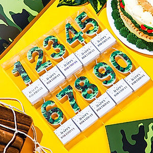 MTLEE Camo Number Birthday Candles Army Themed Birthday Cake Candles Camo Party Supplies Decorations Cake Candles for Birthday Hunting Themed Party Camouflage Motif Graduation Party(Number 6)
