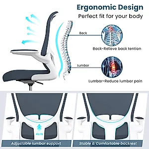 Drafting Chair, Tall Office Chair with Flip-up Armrests Executive Ergonomic Computer Standing Desk Chair, Office Drafting Chair with Lumbar Support and Adjustable Footrest Ring