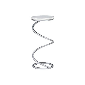 Powell Company Silver Spiral Metal Base with White Marble Top Drink Powell Nora Table