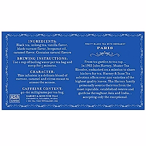 Harney & Sons Paris Tea, Fruity Black tea with Bergamot, 50 teabags