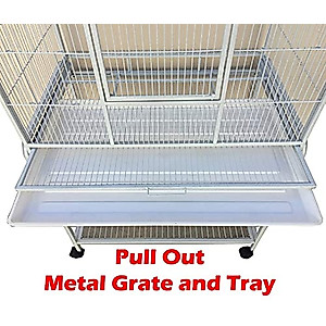 New Large Wrought Iron 4 Levels Ferret Chinchilla Sugar Glider Cage 30-Inch by 18-Inch by 63-Inch with Stand on Wheels