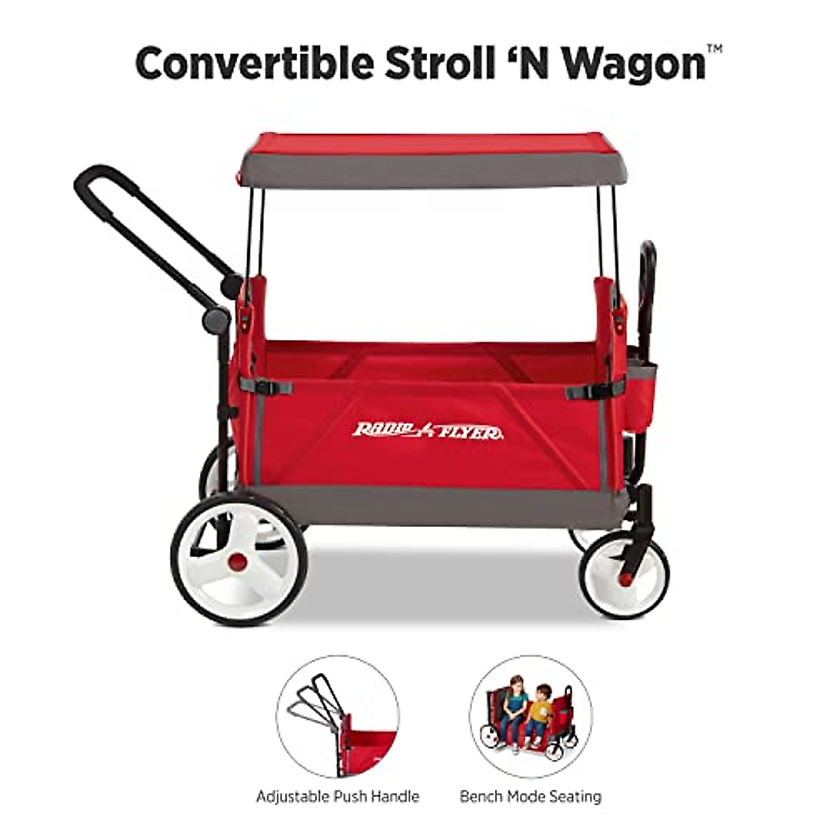 Radio Flyer Convertible Stroll 'N Wagon, Red