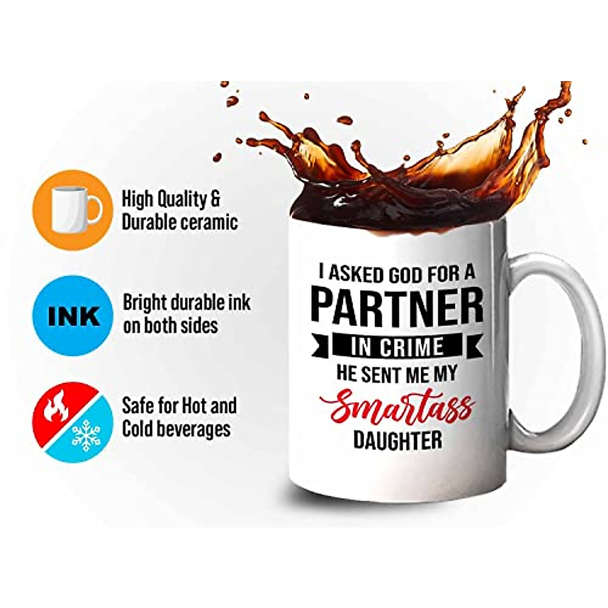 Bubble Hugs Mother's Day Coffee Mug 11oz White - Partner Smart Daughter - Funny Mama Women Step Mother Daughter Son From Father Lovely Wife Grandma Super Mom Family Birthday