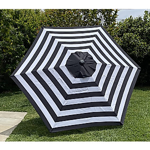 BELLRINO DECOR Replacement 9 ft 6 ribs BLACK/WHITE STRIPE in STRONG & THICK in Umbrella Canopy (Canopy Only)