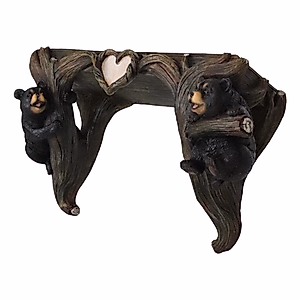Ebros Whimsical Climbing Black Bears by Tree Branches with Heart Shaped Center Arch Wall Hanging Floating Shelf 13.5" Wide Rustic Bear Family Decorative Cabin Lodge Country Mountain Western Homes
