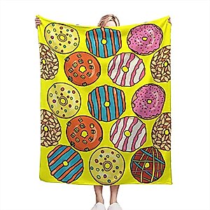 MICARE Donut Blanket Gifts for Men Women Adults Donut Loves Funny Throw Blankets Donut Texture Print Happy Donuts Plush Blanket Flannel Blanket for Living Room Sofa Couch Bed Office Lap 60x80 Inches