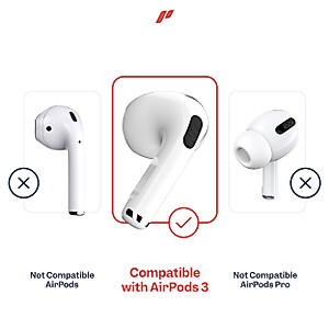Proof Labs 3 Pairs AirPods 3 Ear Hooks Covers [Added Storage Pouch] Grip Tips Anti Slip Wings Accessories Compatible with Apple AirPod 3rd Generation (White, Medium)