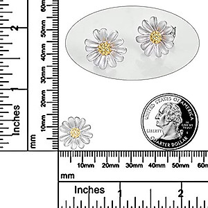 Sterling Silver Daisy Flower Stud Earrings Gifts for Women Girls