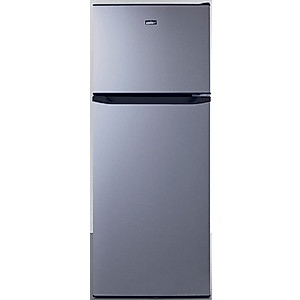 Summit Appliance FF1293SSIM 24" Wide Top Mount Frost-Free Refrigerator-Freezer with Icemaker in Stainless Steel Look, Black Cabinet, Adjustable Thermostat, Door Storage, Interior LED Lighting
