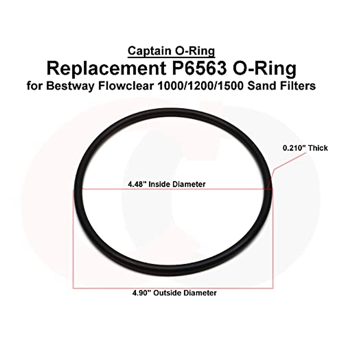 Captain O-Ring - Replacement P6563 O-Ring for Bestway Flowclear 1000/1200/1500 Sand Filter Strainer Lid (2 Pack)