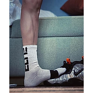 Podinor Elite Basketball Crew Socks for Men and Women, Cushion Performance Athletic White Basketball Socks