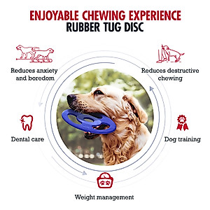 SuperChewy Tough Tug-of-War Flying Disc Toy | Lifetime Replacement | Strong Natural Rubber | Great Tug Disc Fetch Toy for Dogs | Ultra Durable Chew Toy for Aggressive Chewers | for All Breeds