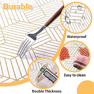 Shelf Liners for Kitchen Cabinets Non Adhesive Shelf Liner Paper Non-Slip Thickened Drawer Liner Easy to Clean for Tool Box Refrigerator with Knife and Tape Measure, Gold Geometric, 11.8 x 118 in