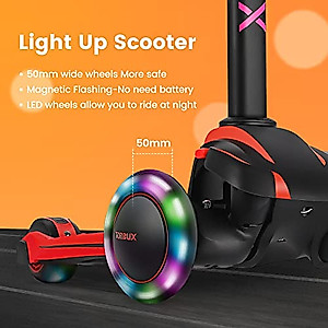 TONBUX Kids Scooter for Age 3-12, Toddler Scooter with 4 Adjustable Heights, Light Up 3-Wheels Scooter, Shock Absorption Design, Lean to Steer, Balance Training Scooter for Kids - Red