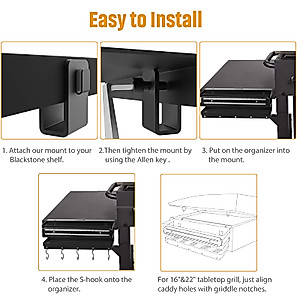 RUSFOL Stainless Steel Griddle Caddy with Magnetic BBQ Utensils Strip for 28"/36" Blackstone Griddles, with a Allen Key, Space Saving BBQ Accessories Storage Box, Free from Drill Hole&Easy to Install