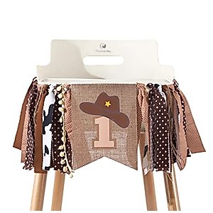1st Birthday High Chair Banner - Cowboy Rodeo for Party Fabric Decor,Cake Smash Baby Shower,Backdrop Garland for photo props