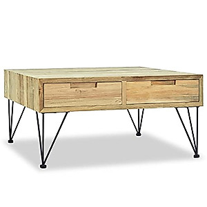 QJBSAVVA Coffee Table 31.5"x31.5"x15.7" Solid Teak,Entrance Table Tray Tables Center Table Low Table Suitable for Meeting Rooms, Reception Rooms, Offices