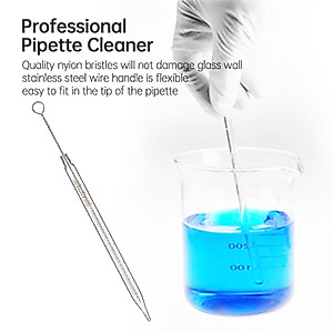 6PCS 10ml Glass Graduated Droppers Lab Pipettes Dropper Glass Liquid Pipette with Big Rubber Caps 2 PCS 20 cm Glass Stir Rod and 2 PCS Washing Brush Transfer for Liquid Essential Oil