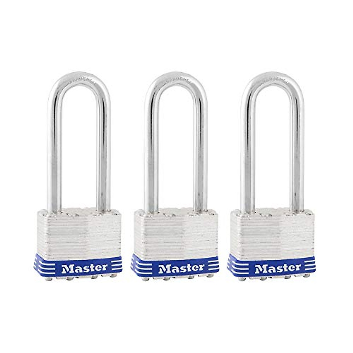 Master Lock 1TRILJ Outdoor Padlock with Key, 3 Pack Keyed-Alike,Silver