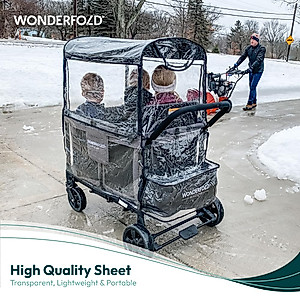 WONDERFOLD Stroller Rain Cover Made with Premium, Lightweight Transparent Sheet Featuring Small Ventilation Holes and Easy Access Hook-and-Loop Entrance (Fits Only W4 Elite/Luxe)
