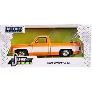 Jada Toys Just Trucks 1:24 1985 Chevrolet C-10 Die-cast Car Orange, Toys for Kids and Adults (31607)