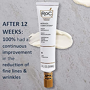 RoC Retinol Correxion Deep Wrinkle Daily Face Moisturizer with Sunscreen SPF 30, Skin Care Treatment for Fine Lines, Dark Spots, Post-Acne Scars, 1 Ounce