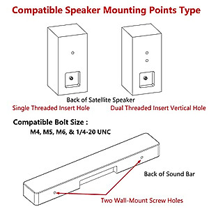 Speaker Wall Mount Brackets for Vizio, Sony, Panasonic, Samsung, & More Surround Sound Speaker, Rear Satellite Speakers, Bookshelf Speakers Mounts Bracket, Mounted on Wall (One Pair)