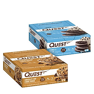 Quest Nutrition Favorites Bundle, Chocolate Chip Cookie Dough & Cookies and Cream Protein Bars