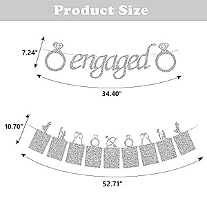 Silver Engagement Wedding Decorations, Silver Engaged Banner and Photo Banner for Engagement Wedding Party decor(Silver)
