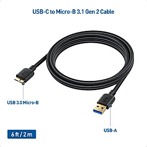 Cable Matters 2-Pack Micro USB 3.0 Cable 6 ft (External Hard Drive Cable, USB to USB Micro B Cable) in Black, Compatible with Seagate, LaCie, Toshiba, Samsung, Western Digital/WD External Hard Drive