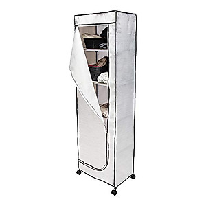 Organize It All 5 Tier Portable Wardrobe Storage Closet Tower | Dimensions: 20" x 12" x 65" | 5 Tier | Space Saving | Durable | Closet Accessories | Grey