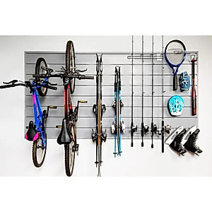 Crownwall Slat Wall Accessories Heavy Duty Steel Locking Hook Kit Slatwall Panels, Easy Storage and Organization for Sports Gear and Equipment (12-Piece)