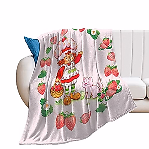 Strawberry Shortcake Fleece Blanket Ultra-Soft Cozy Plush Blanket Throw Blankets Couch Chair,Living Room,Air Conditioning Cool Blankets 60"x80"